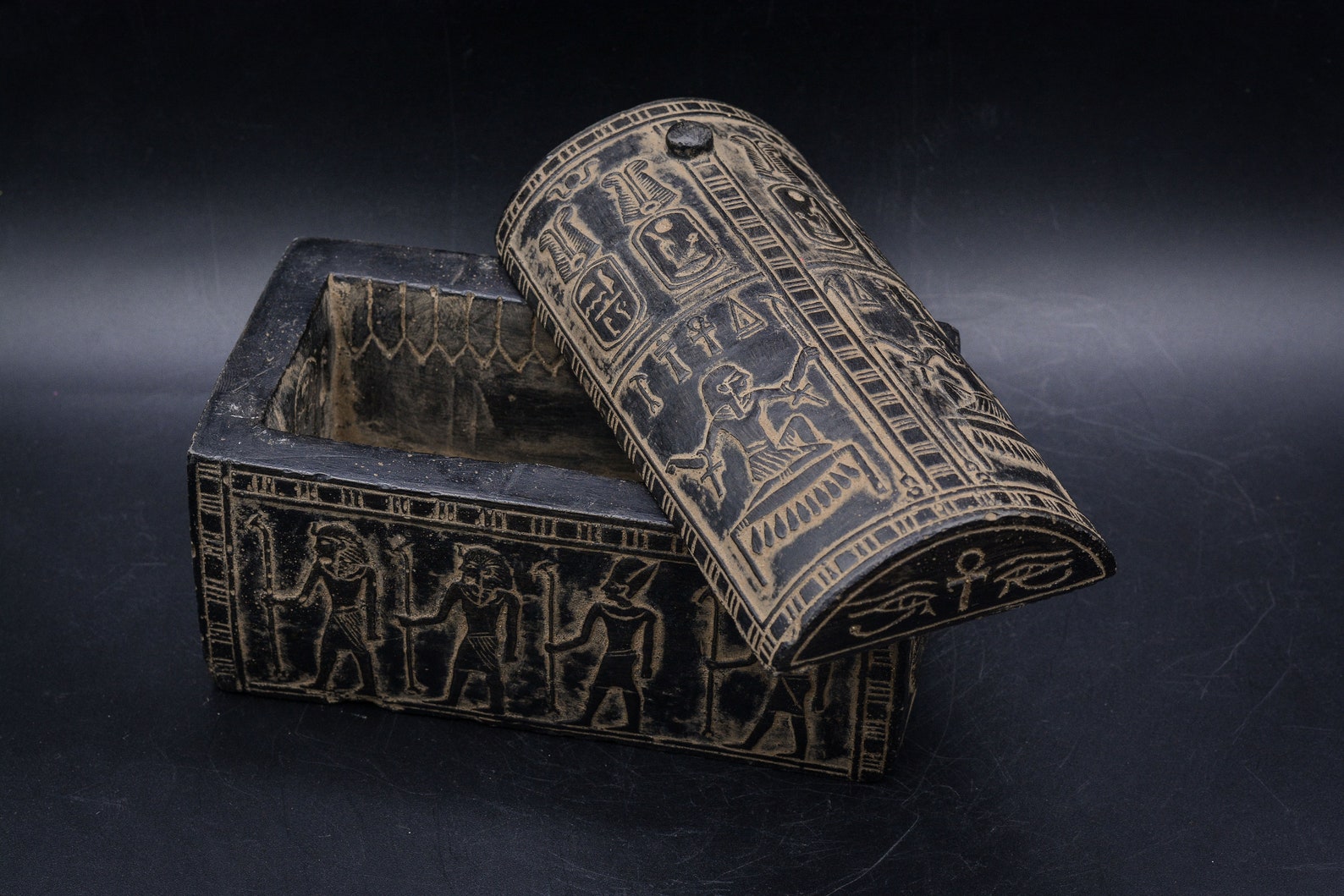 Unique Egyptian Art Box Decorated Pharaonic Inscriptions Black | Etsy