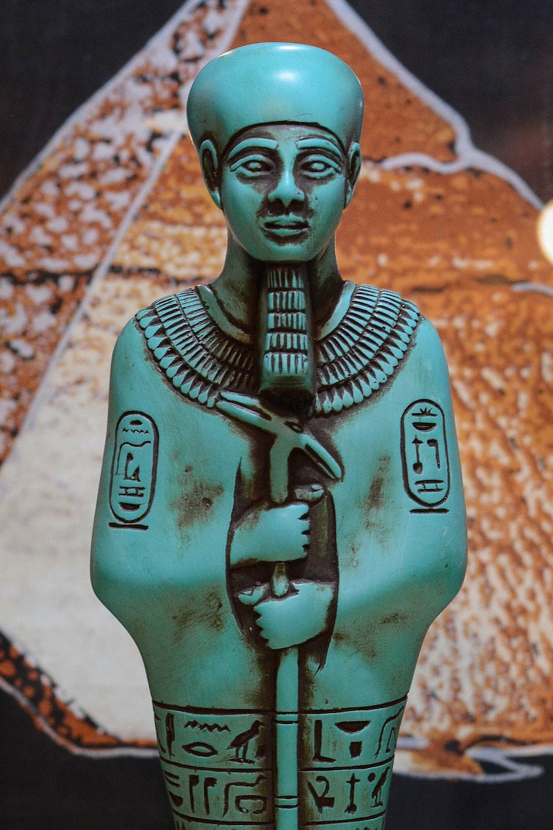 Statue of Egyptian God Ptah Green Handcrafted Painted Heavy - Etsy