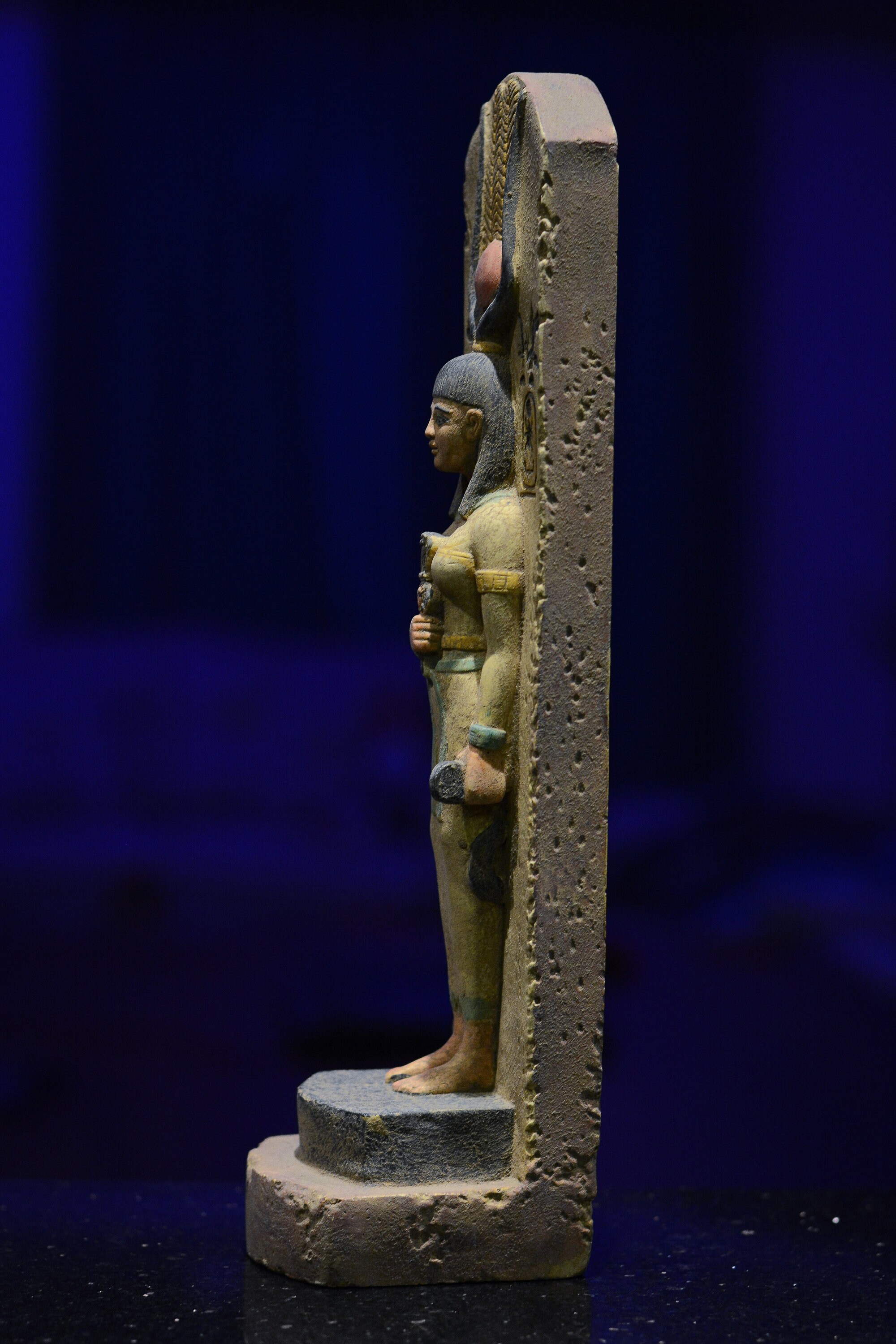 Goddess Isis Holding a Sistrum Sculpture Statue Lime Stone Relief ...