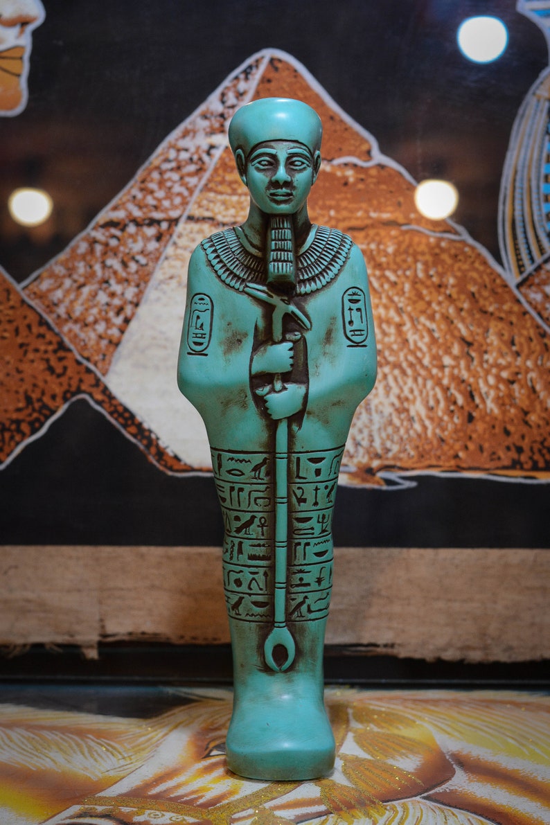Statue of Egyptian God Ptah Green Handcrafted Painted Heavy - Etsy