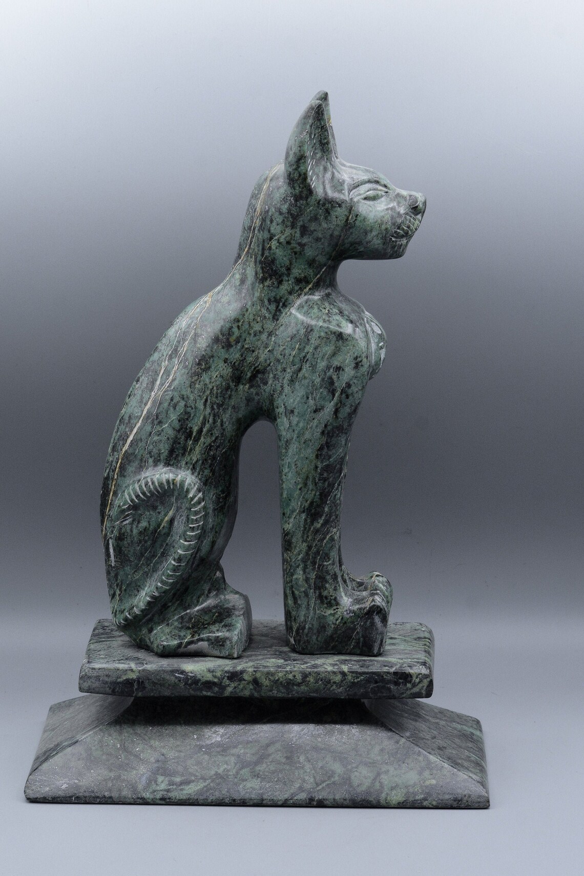 Unique Egyptian Goddess Bastet Hand Carved Heavy Large Granite Stone ...