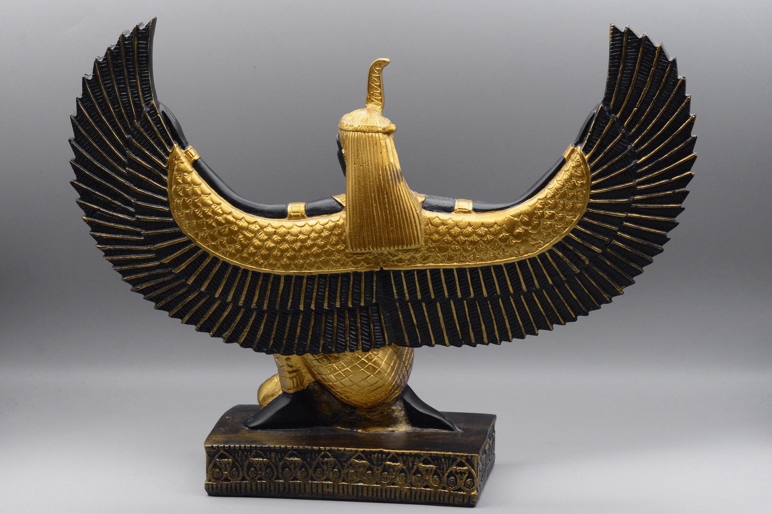 Egyptian Goddess maat Open Wings large Statue 2 color made | Etsy