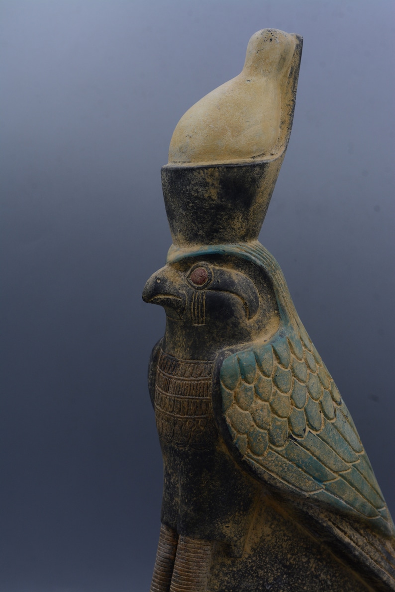 Statue Horus Falcon Bird Headed God of Sky Unique Art Sculpture Black ...