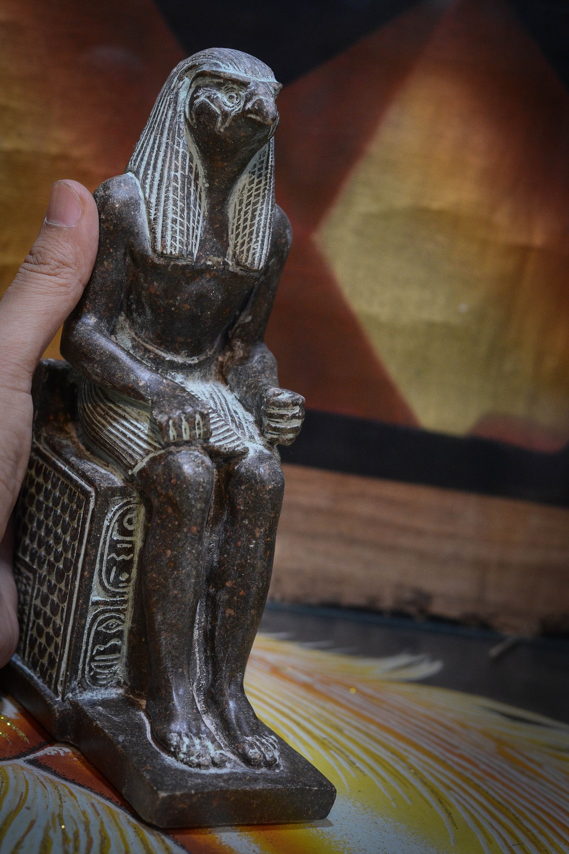 Statue Falcon Headed God Horus seated Sculpture granite | Etsy