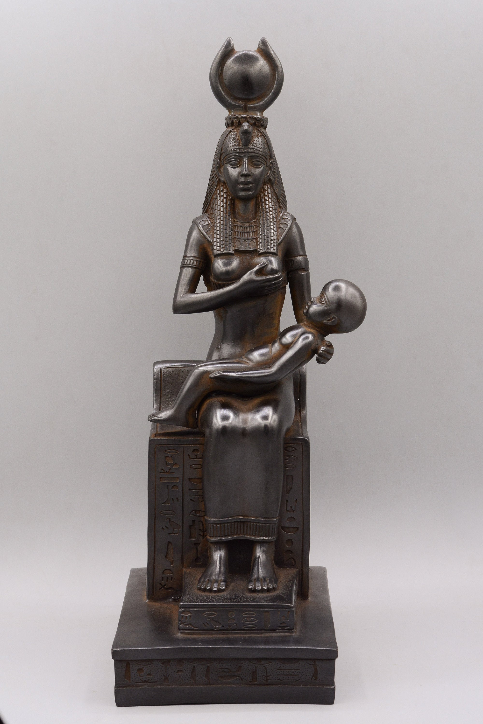 Estatua de la diosa Isis amamantando Bebé Horus pesado negro | Etsy