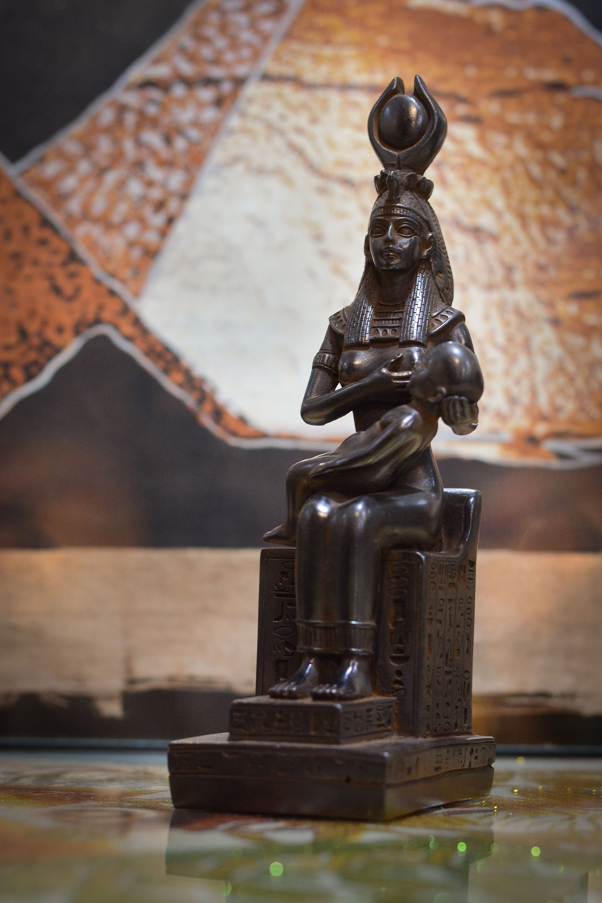 Statue of goddess isis breastfeeding Baby Horus medium black | Etsy