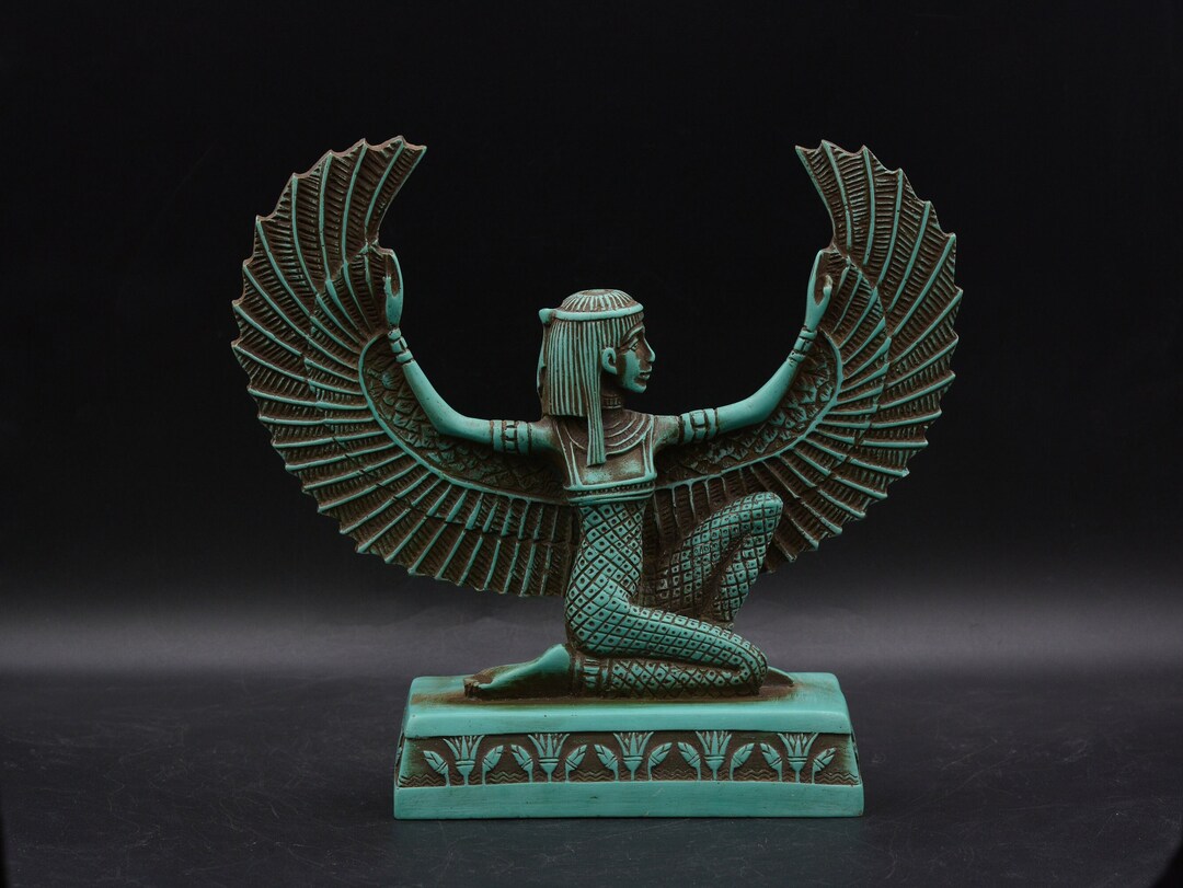 Statue Isis Wings Green Stone Goddess of Protection and Magic Ancient ...