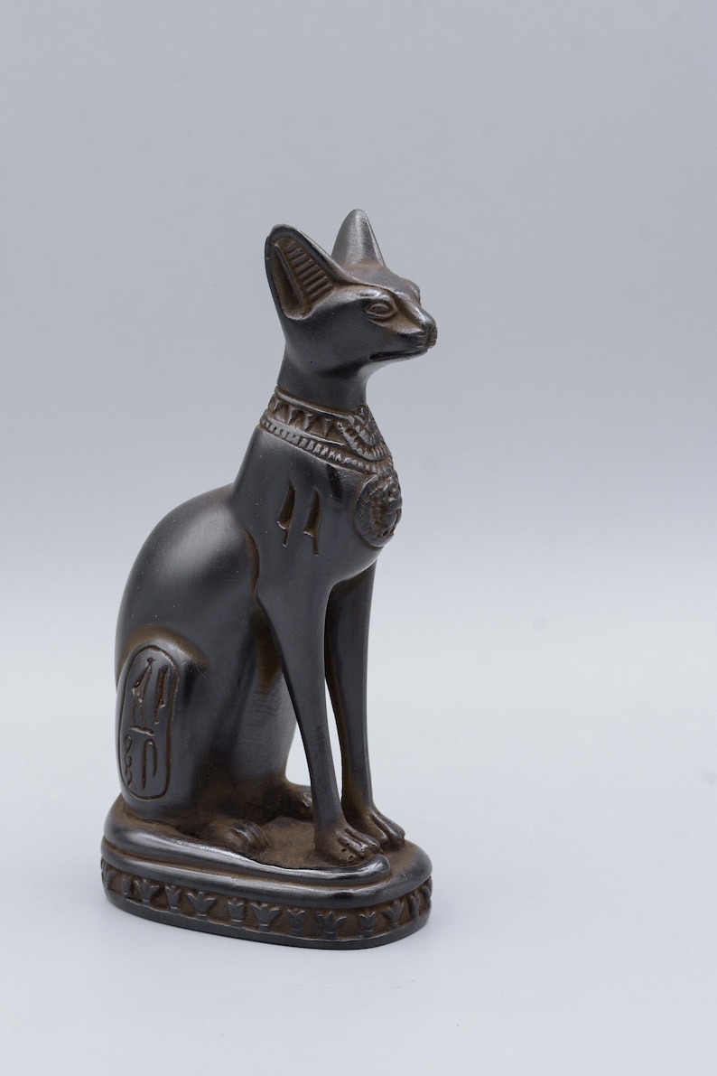 Set of 2 egyptian art statue god anubis / bastet goddess cat | Etsy