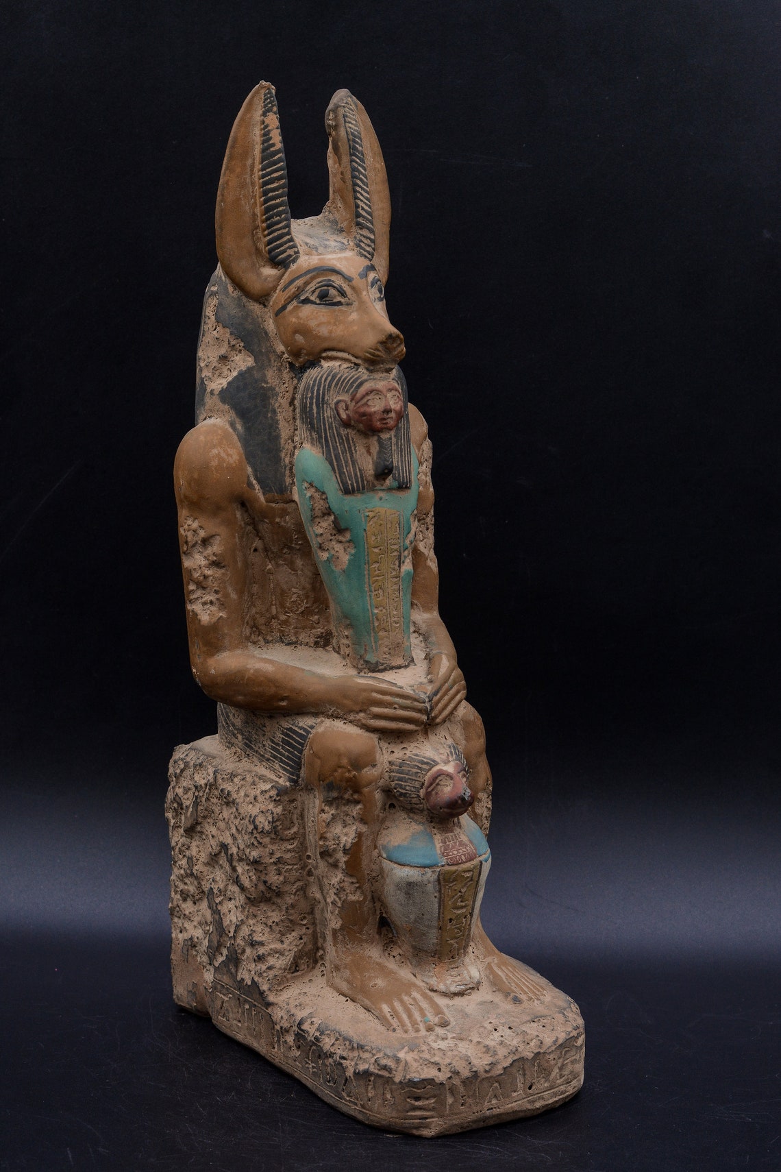 Seated Anubis Holding a Mummy Form With a Hapi son of Horus - Etsy