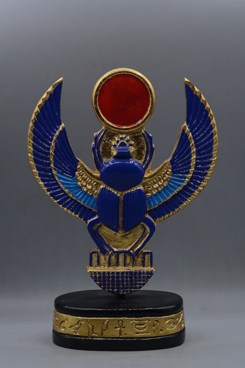 Winged SCARAB BEETLE Khepri With a Sun Disk Above Its Head EGYPTIAN Art ...