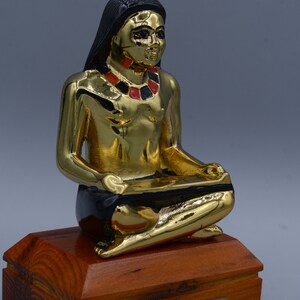 Unique Statue of Egyptian Writer Golden Metal With Wood Base Made in ...
