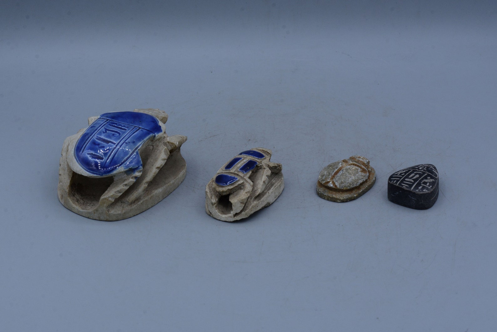 Vintage Egyptian Antique Art Set of 4 Scarab Amulet Sculpture Stone ...