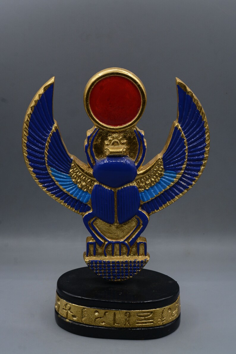 Winged SCARAB BEETLE Khepri With a Sun Disk Above Its Head EGYPTIAN Art ...