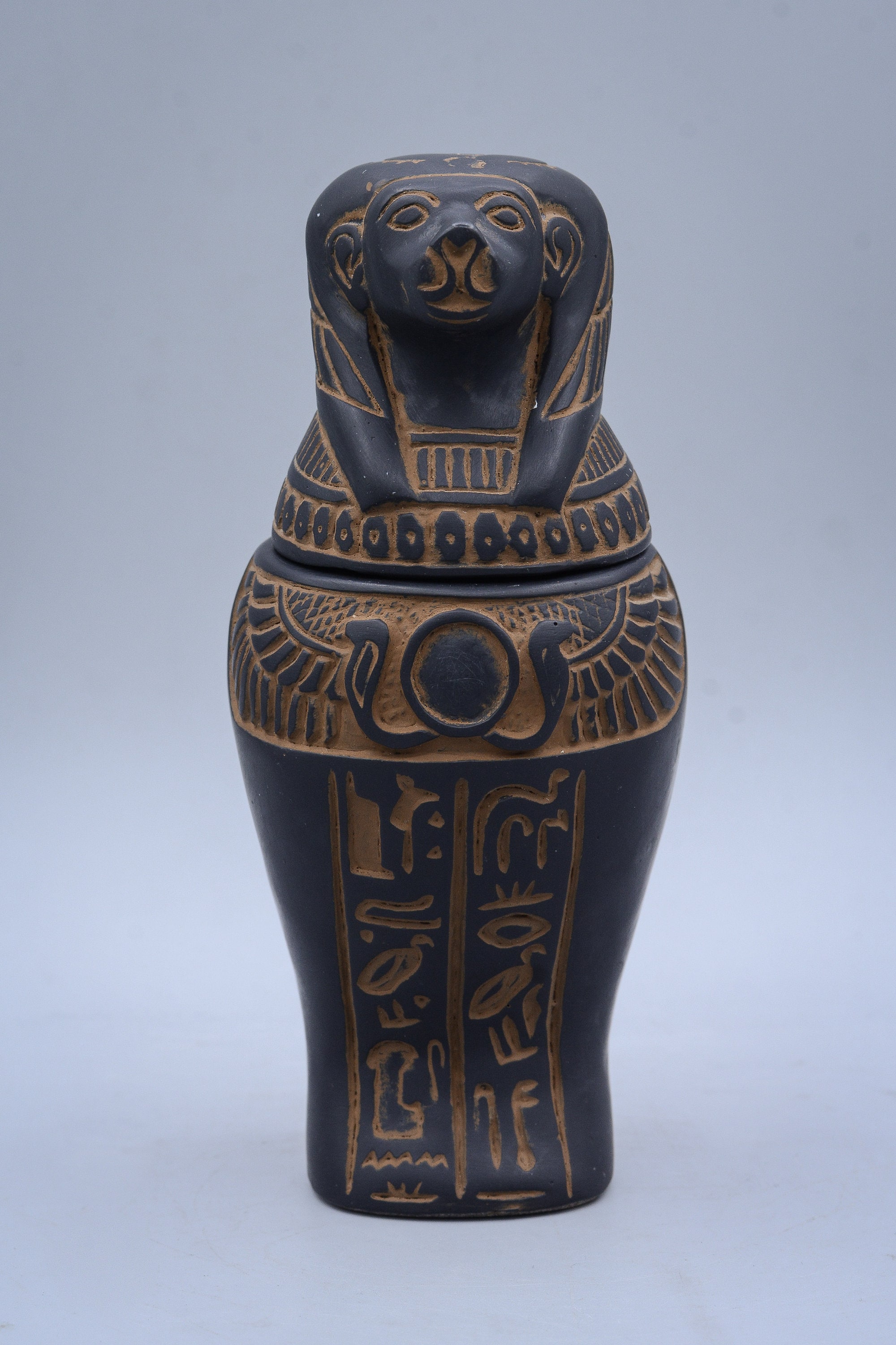 Egyptian Art Canopic jars Set 4 sons of Horus black made in | Etsy