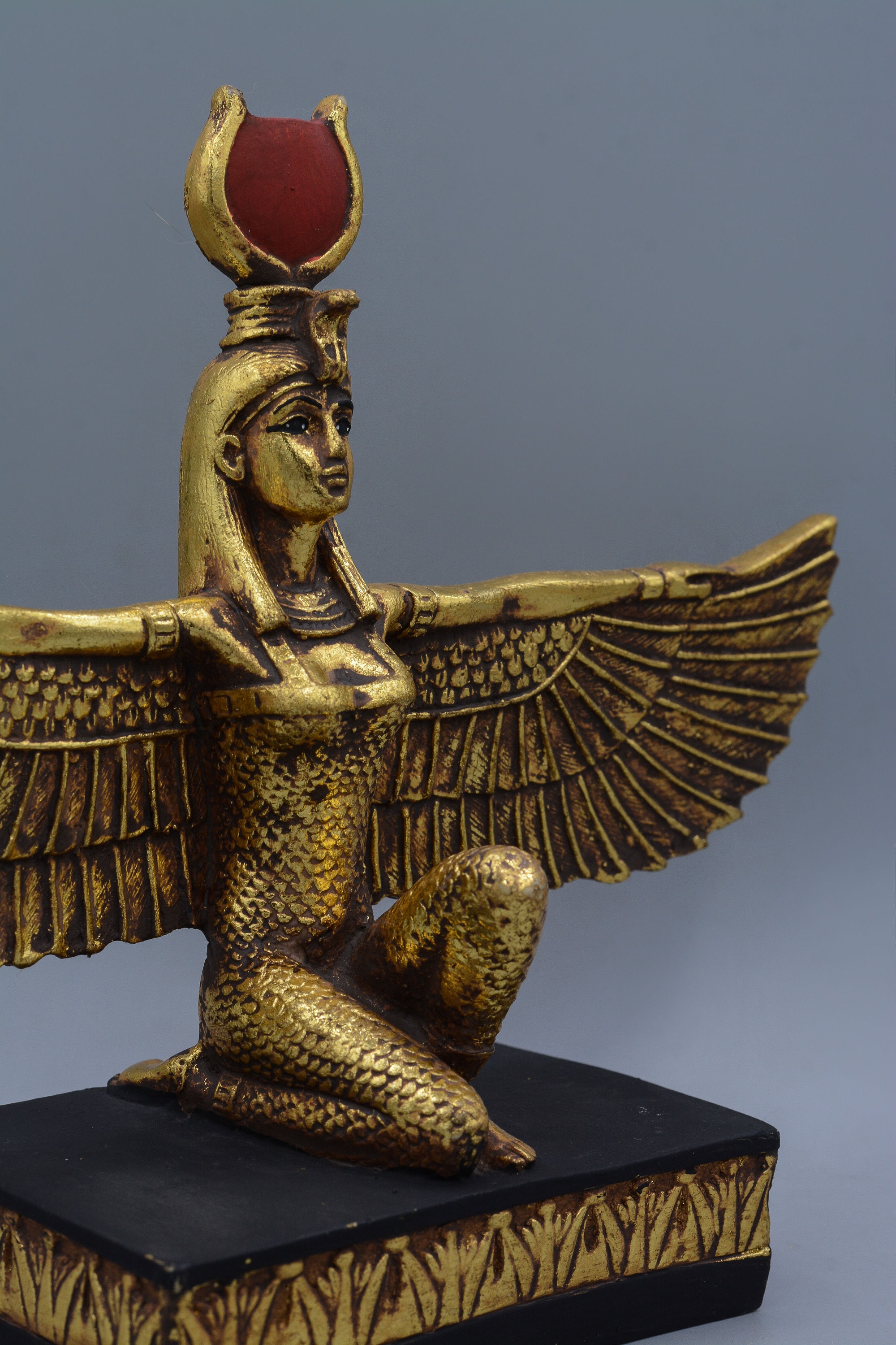 Isis statue Wings Goddess Egypt Unique gold leaf hand painted | Etsy