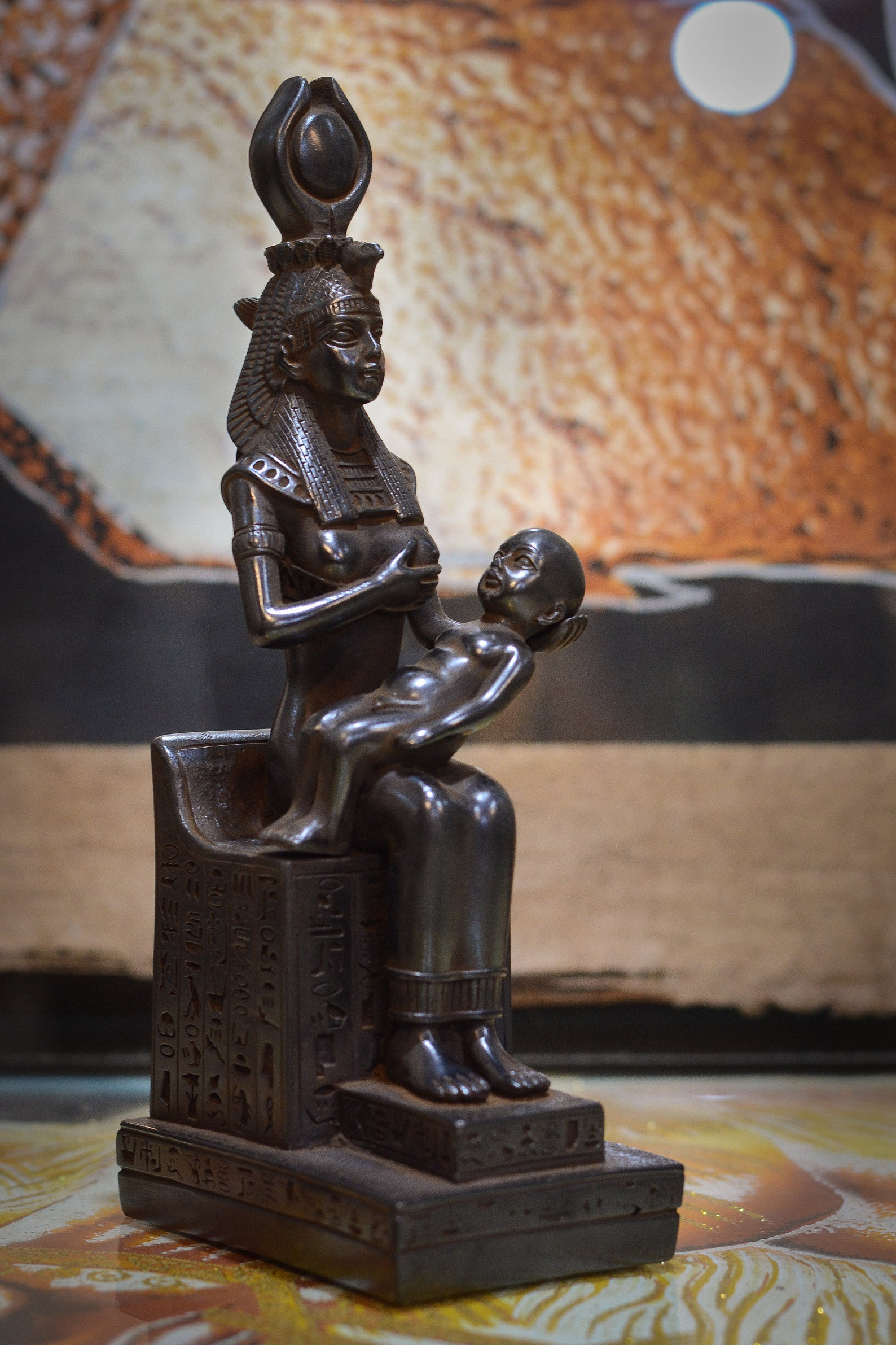Statue of goddess isis breastfeeding Baby Horus medium black | Etsy