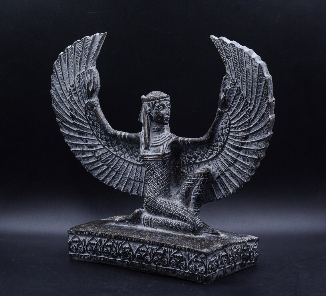 Isis Wings Goddess Statue Large Sculpture Granite Stone Heavy - Etsy Norway