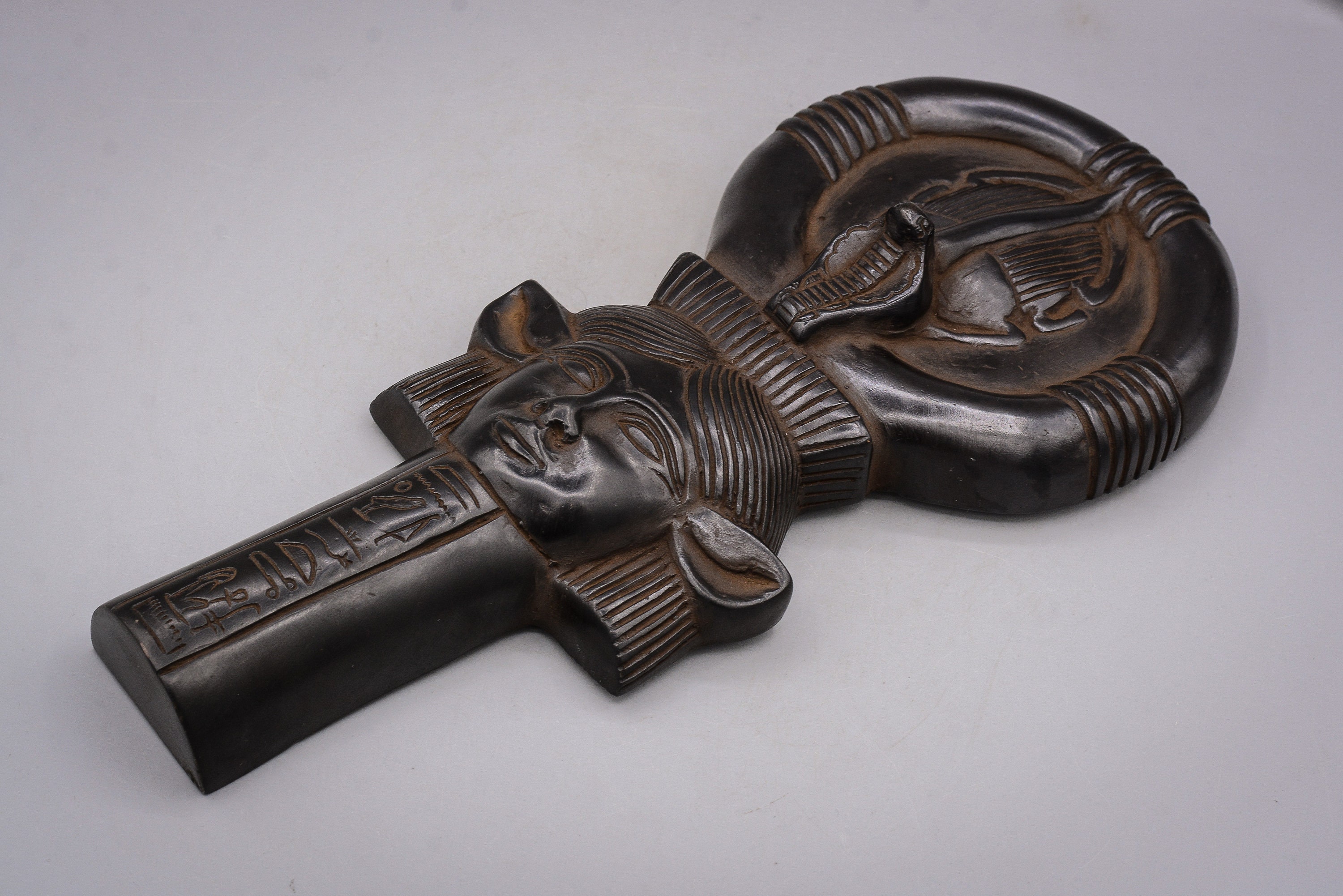 The Ankh Black Goddess Hathor Cow's Ear Key of Life With Scarab Made in ...