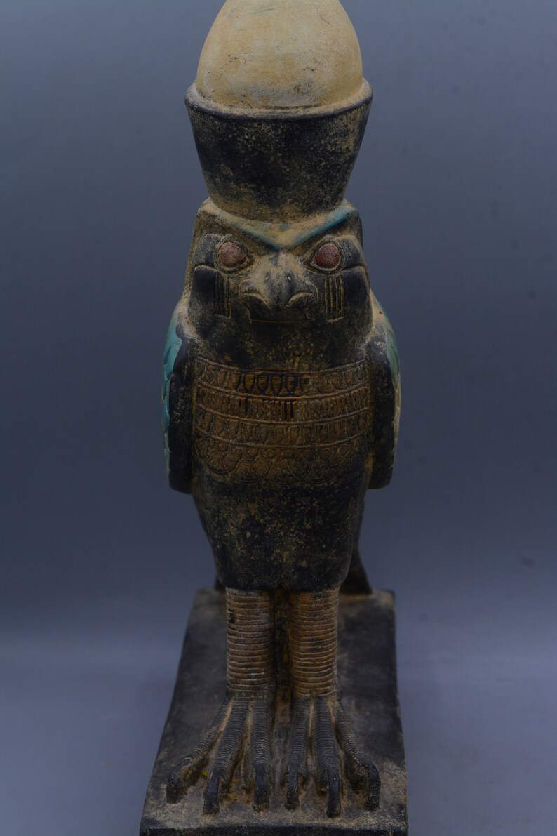 Statue Horus Falcon Bird Headed God of Sky Unique Art Sculpture Black ...