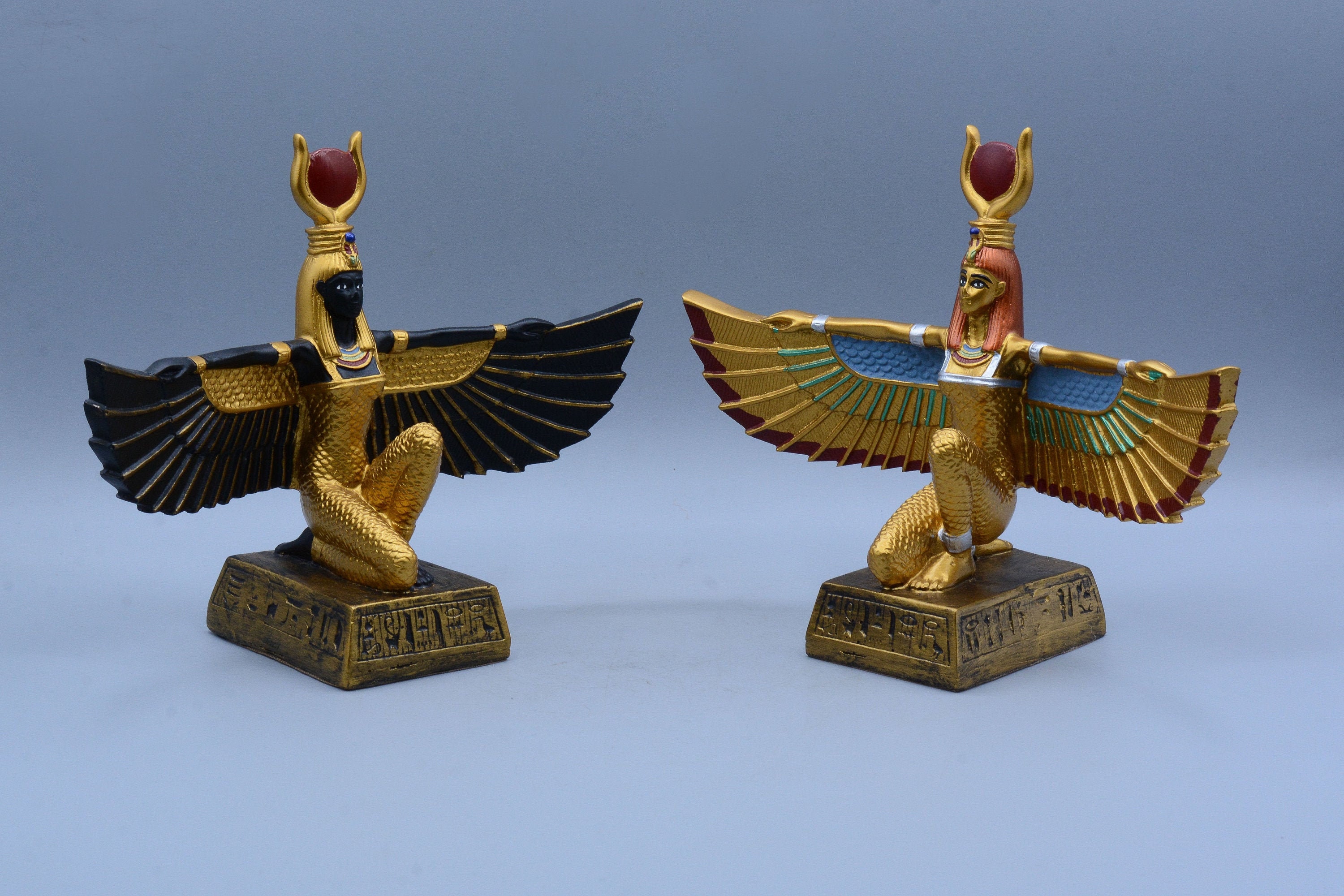Flying Wings Egyptian Goddess Isis Statue hand painted 2 style | Etsy