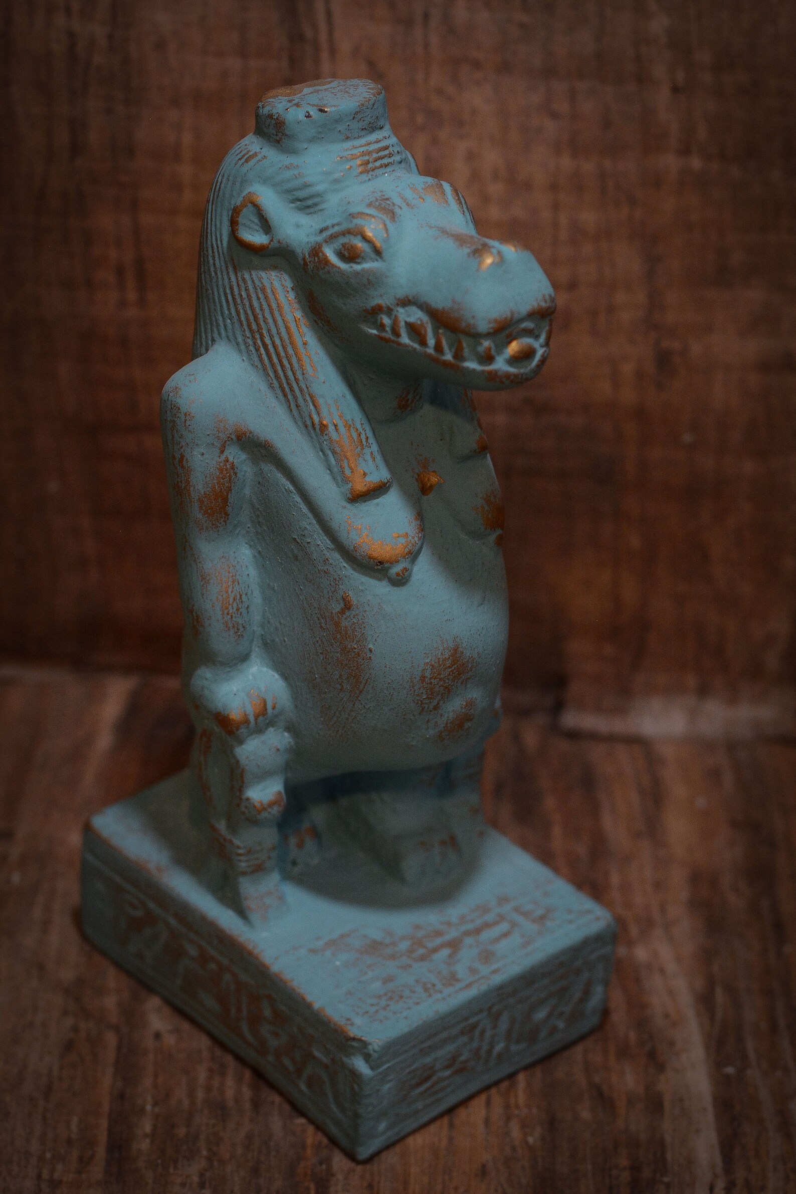 Statue Taweret Hippos Sculpture “goddess of Childbirth” Blue / Green ...