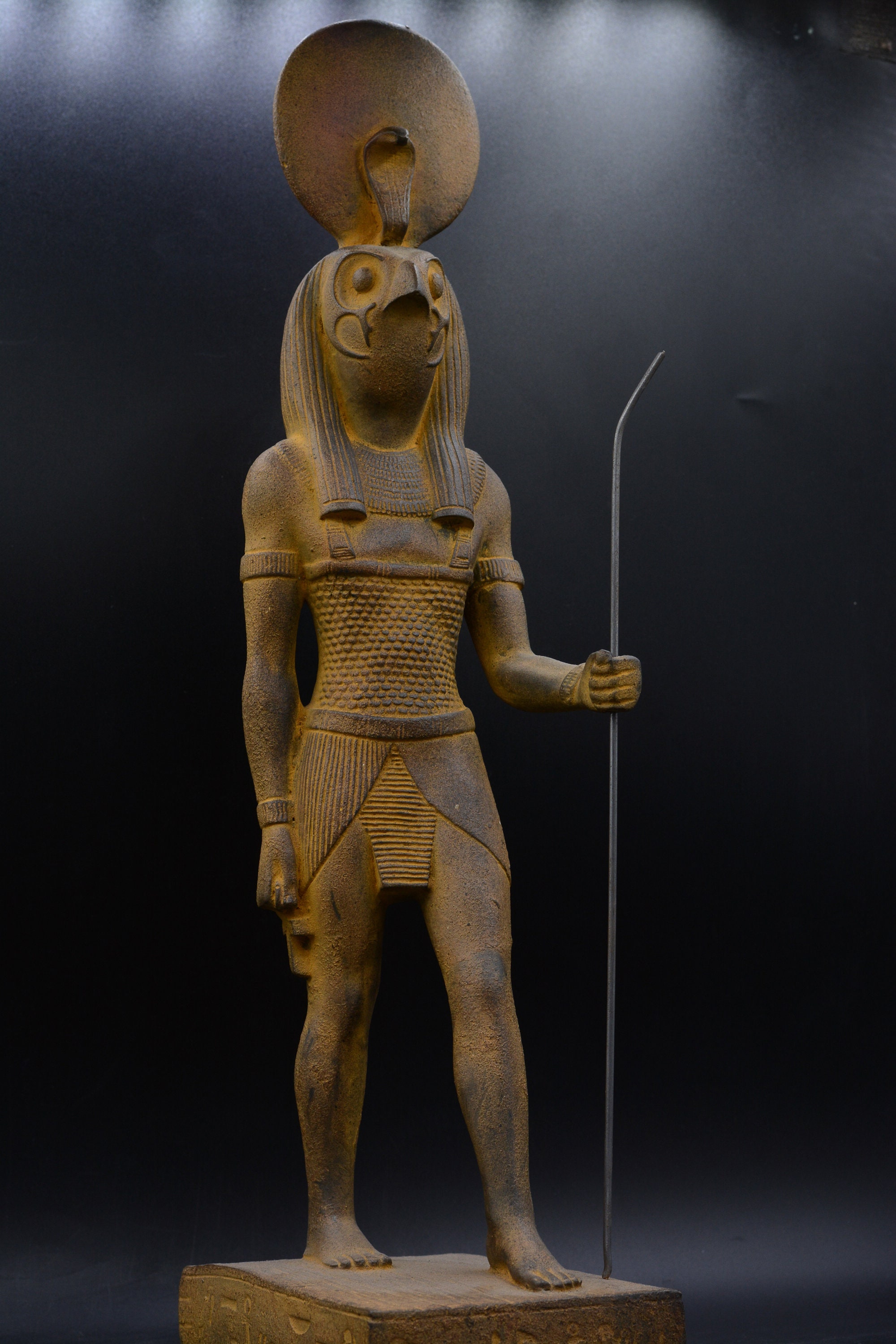 Statue of Ra Harakhte Sun God Crowned With a Solar Disk Unique Black ...