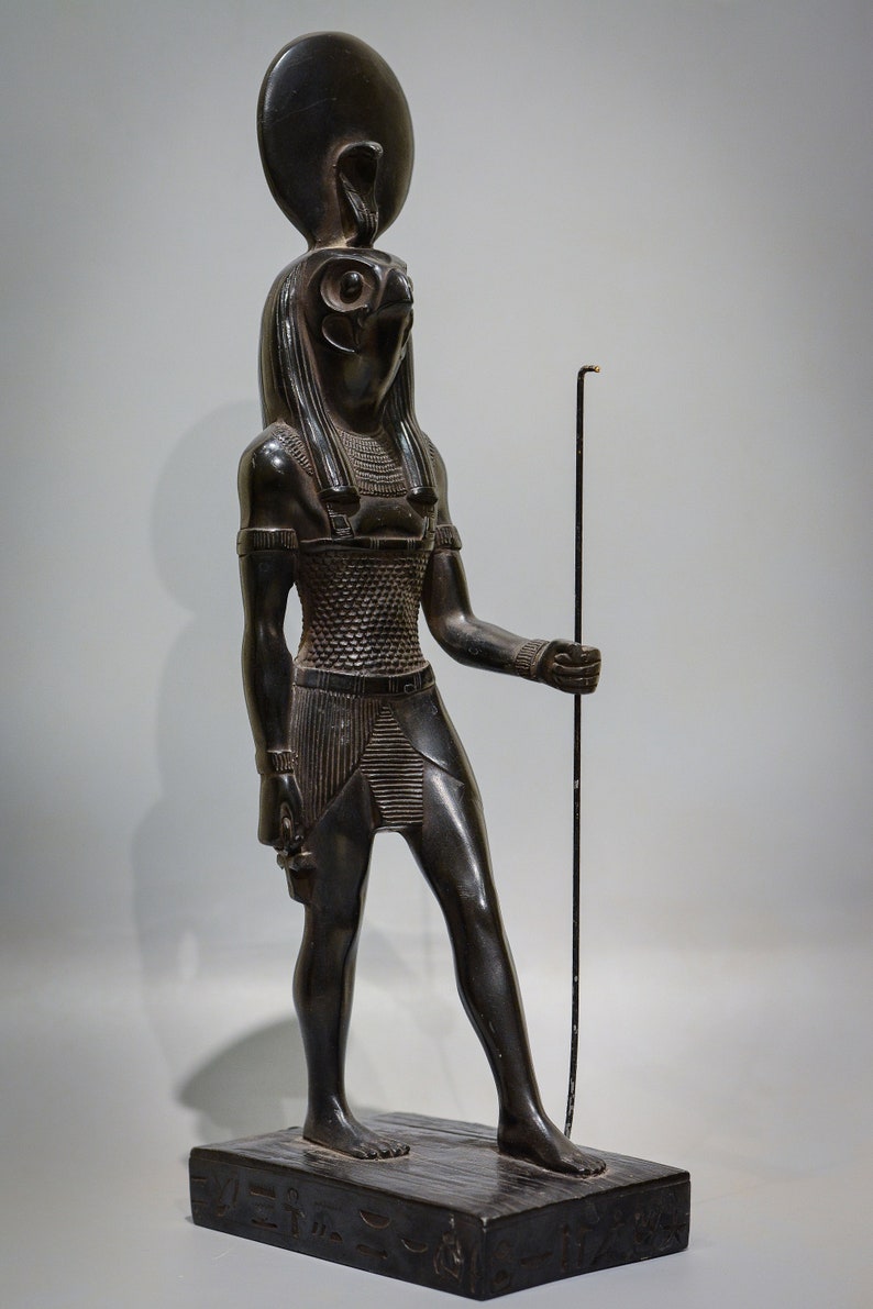 Statue of Ra Harakhte Sun God Crowned With a Solar Disk Unique Black ...