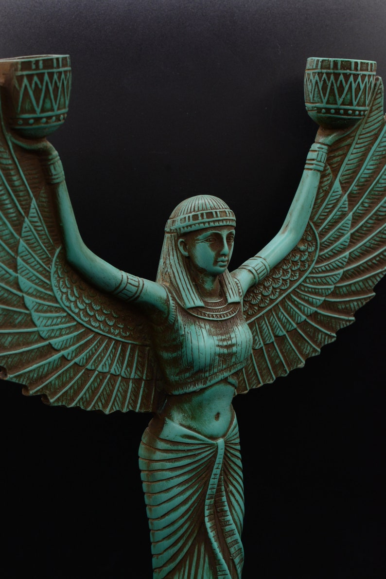 Statue Isis Wings Green Goddess of Healing and Magic Sculpture Stone ...