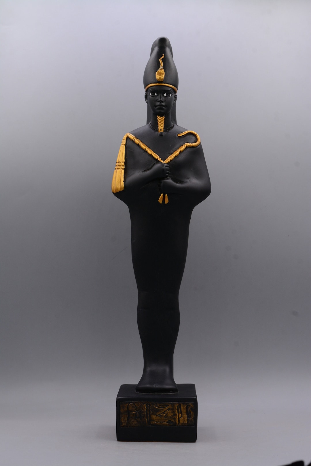 Statue Osiris God of Death Unique Egyptian Art Painted Black Gold Made ...