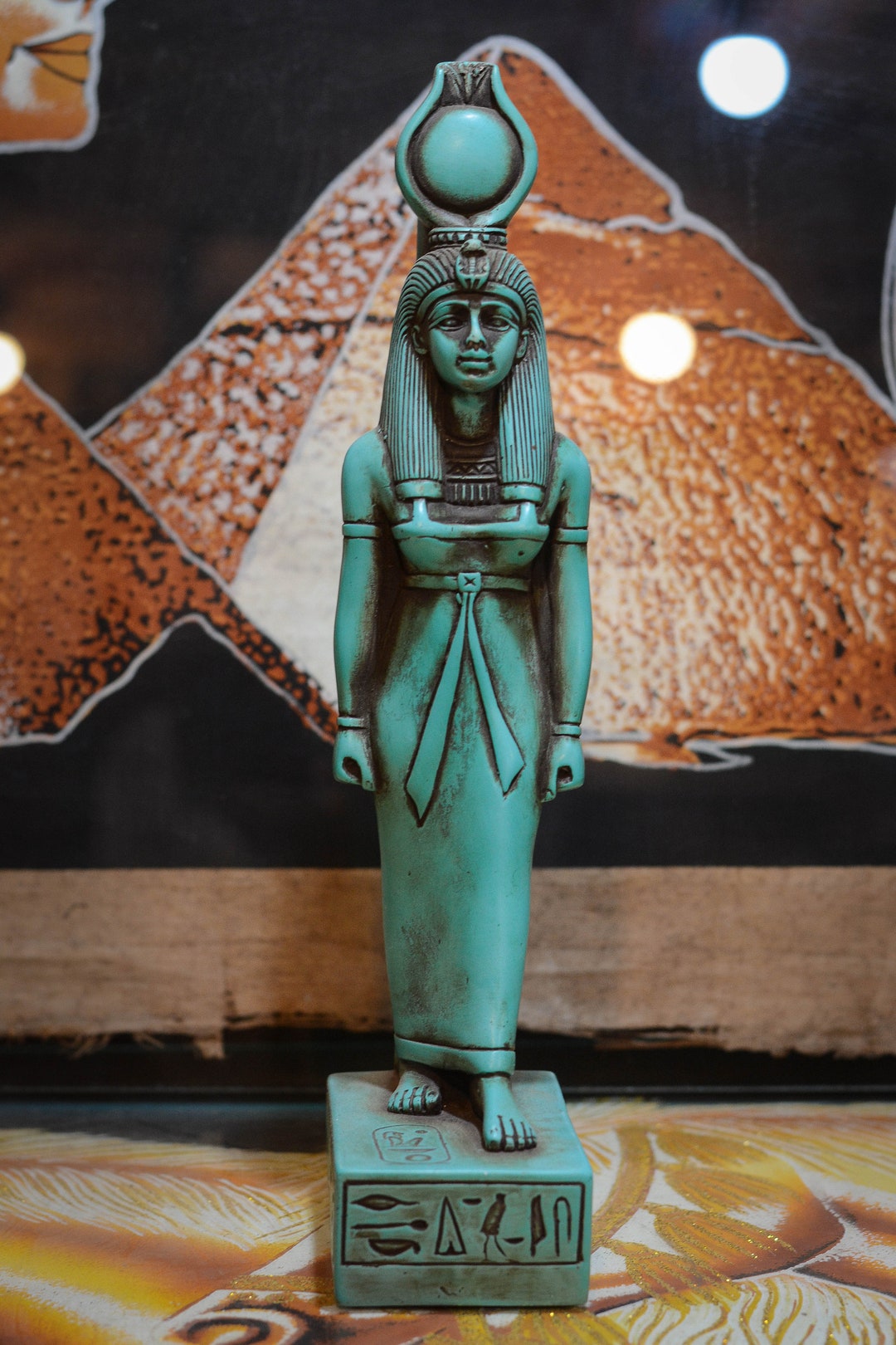 Egyptian Statues Isis and Her Husband Osiris Sculpture Green ...