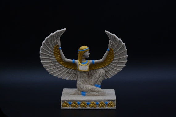 Egyptian Goddess Isis Wings Statue Sculpture Hand Painted | Etsy