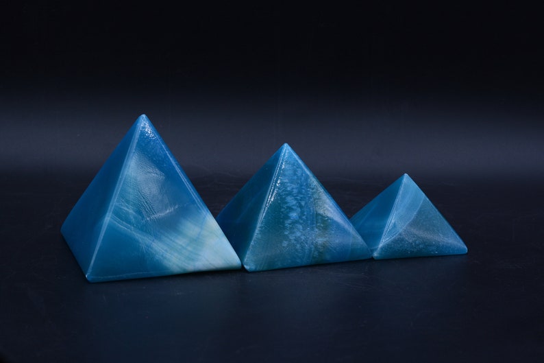 Egyptian Art Set of Pyramids 3 Color Blue, Green, Red Alabaster Stone ...