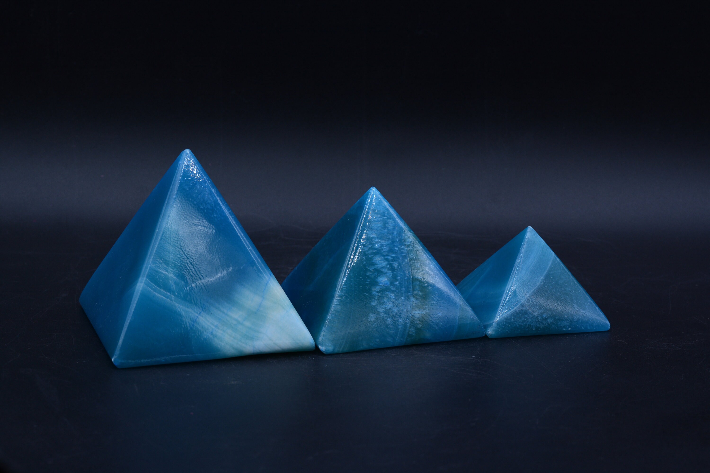 Egyptian Art Set of Pyramids 3 Color Blue Green Red - Etsy