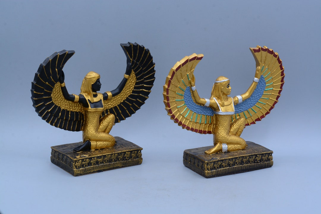 Egyptian Goddess Isis Wings Statue Hand Painted 2 Style Made in Egypt ...