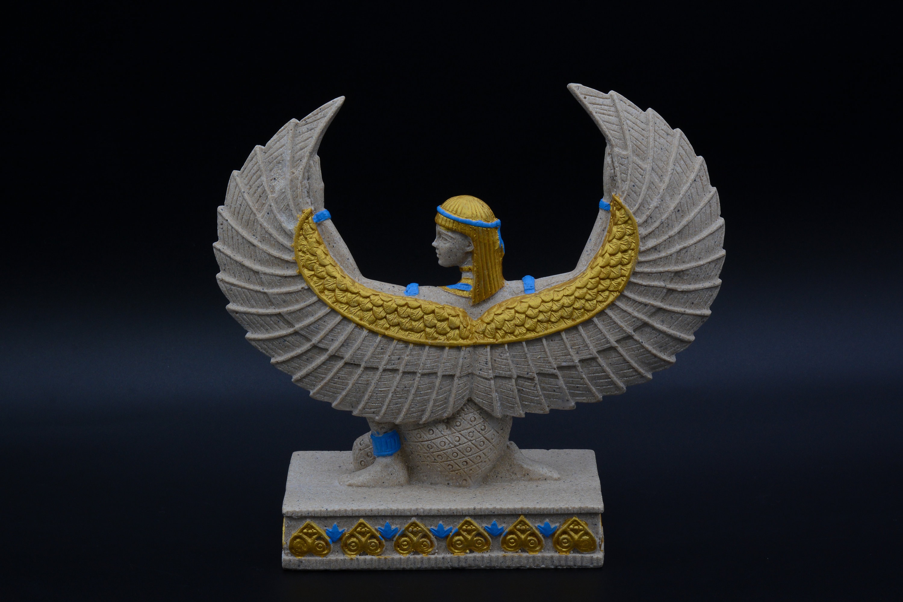 Egyptian Goddess Isis Wings Statue Sculpture Hand Painted | Etsy