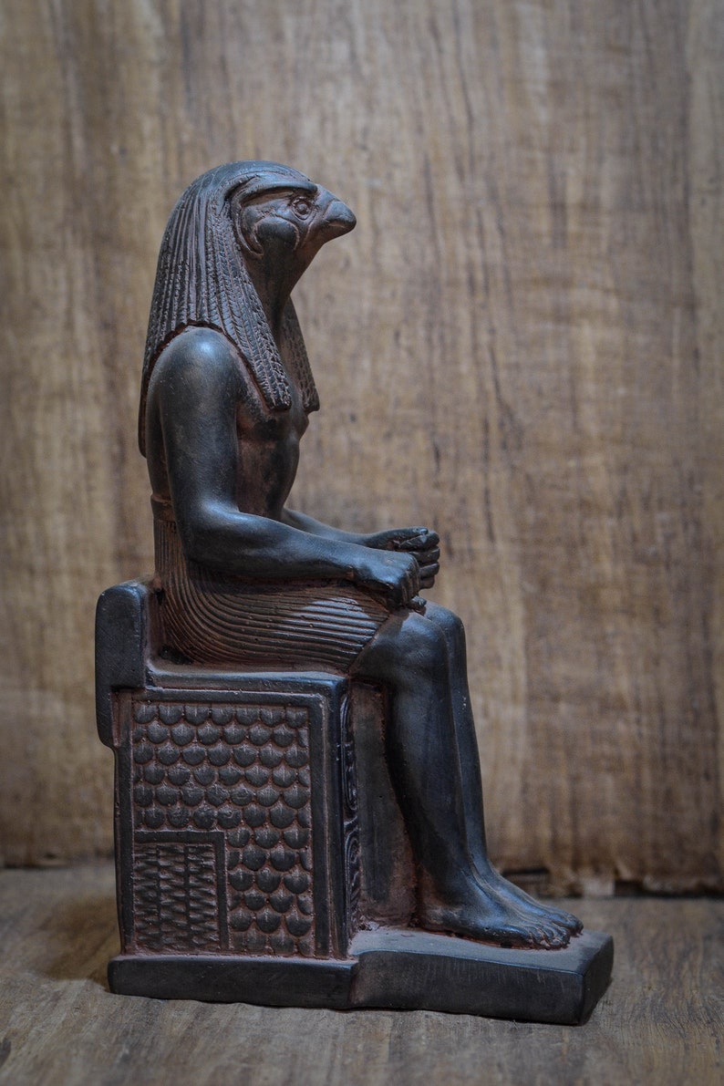 Statue Falcon Headed God Horus Seated Sculpture Heavy Black | Etsy