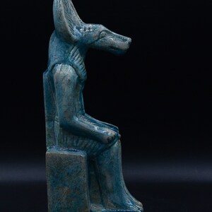 Unique Egyptian God Anubis Seated Vintage Statue Faience Stone Made in ...