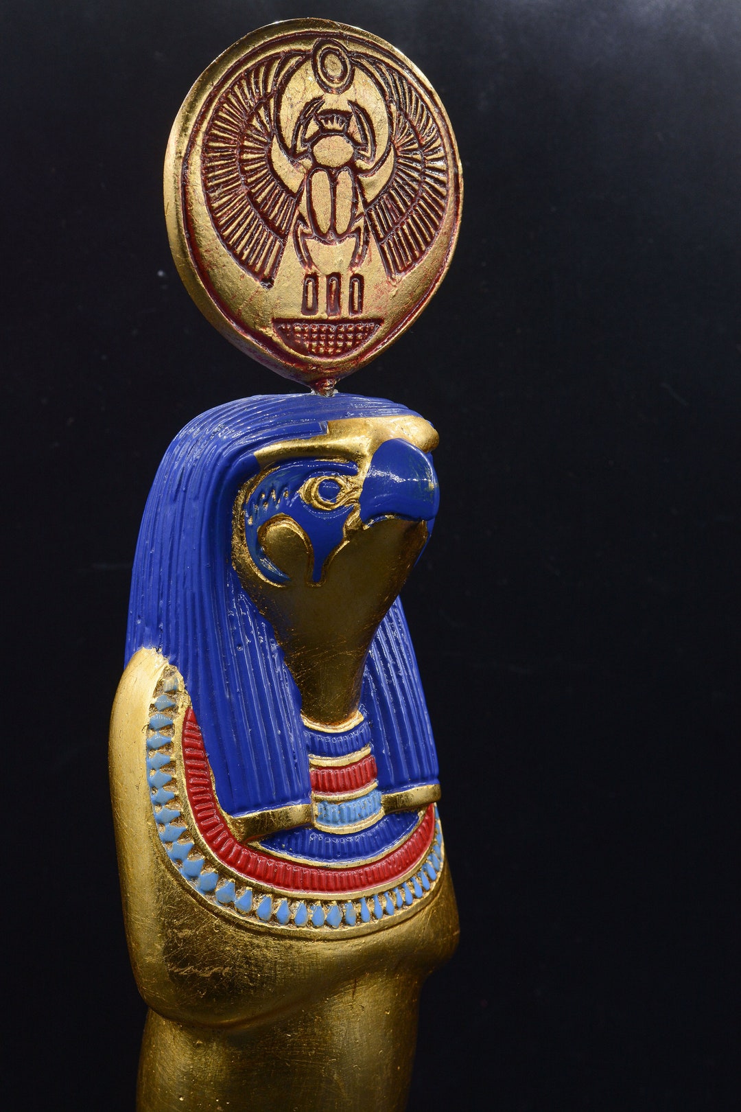 Statue of Sun God Ra Horakhty Crowned With Solar Disk Scarab Winged ...