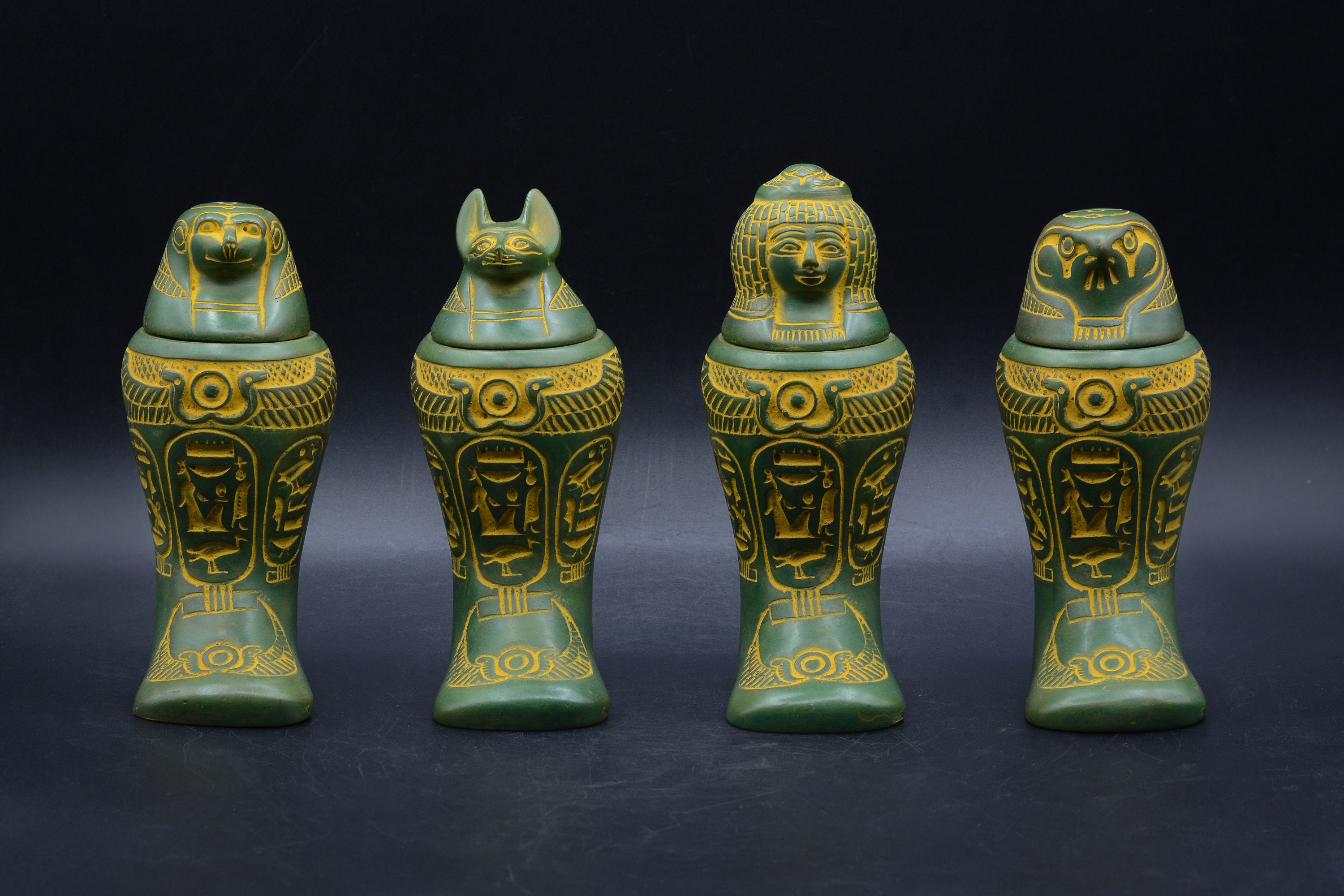 Egyptian Canopic Jars Set Of 4 Resin Decorative