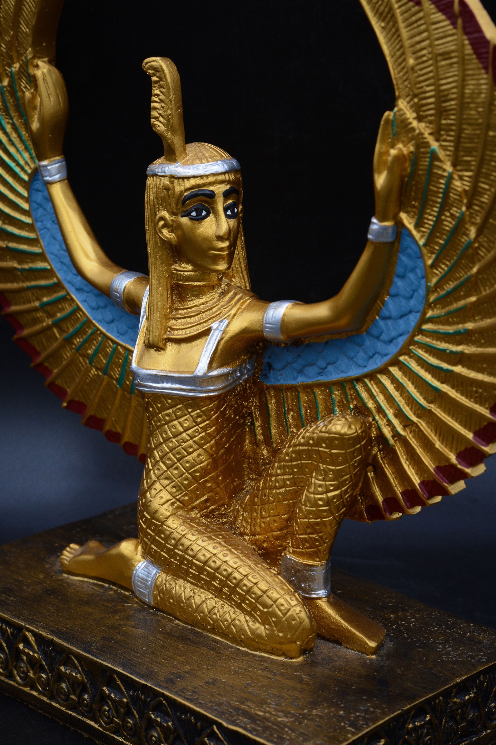 Egyptian Goddess Maat Open Wings Statue 2 Color Made in | Etsy