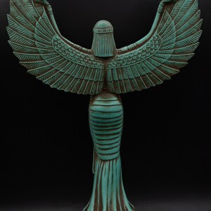 Statue Isis Wings Green Goddess of Healing and Magic Sculpture Stone ...
