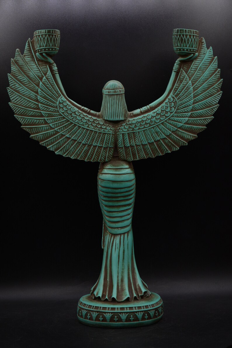Statue Isis Wings Green Goddess of Healing and Magic Sculpture Stone ...