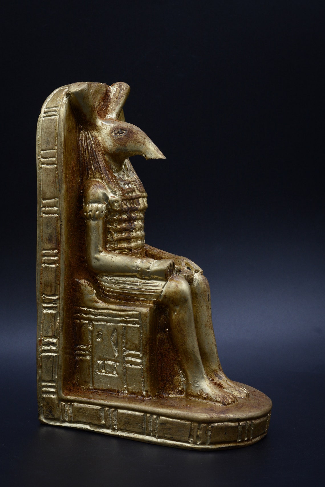 Unique Egyptian Statue Seth the God of Chaos Seated on Throne | Etsy