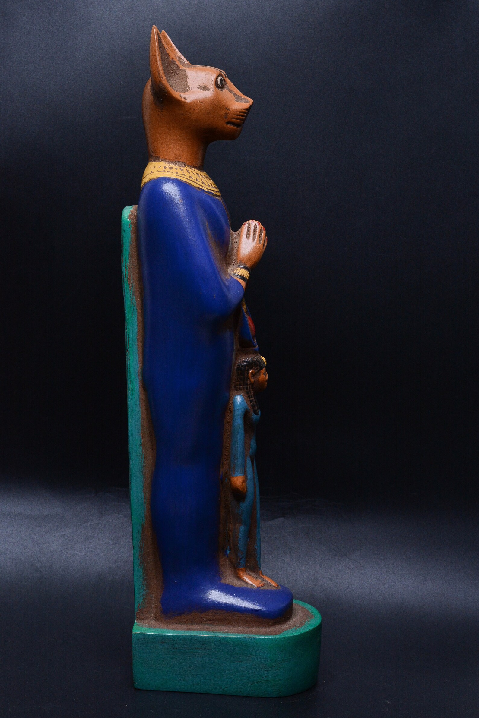 Unique Ancient Egyptian Art Large Statue of Goddess Bastet Cat Standing ...