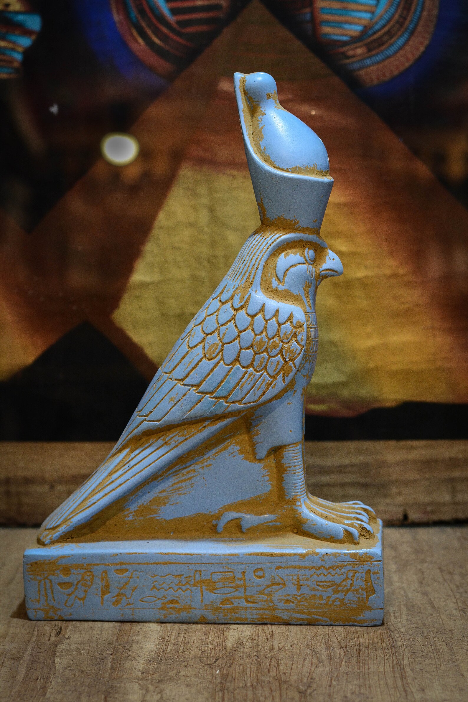 Statue of Horus god Falcon Bird Sculpture large black blue | Etsy
