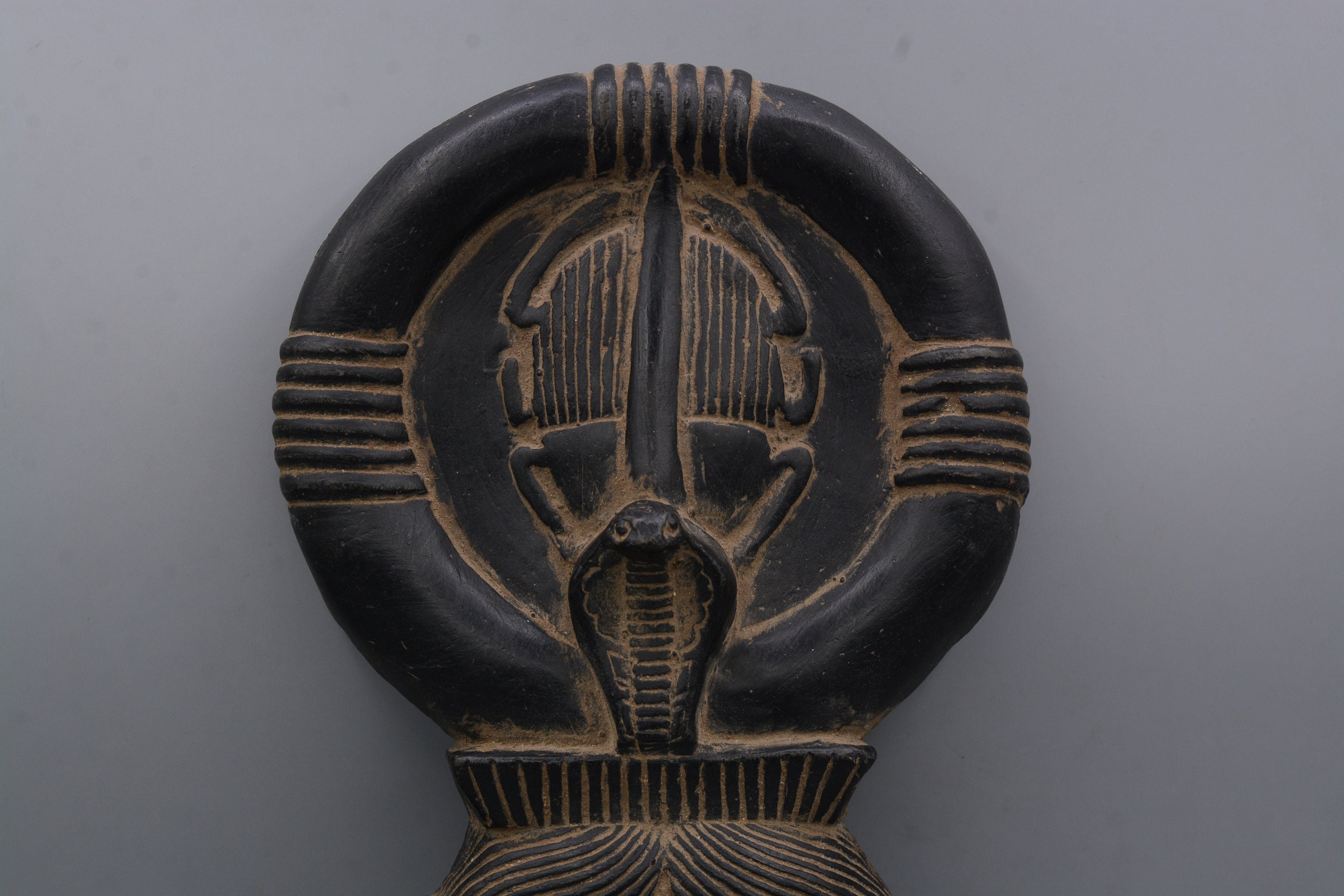 Ankh the Goddess Hathor Cow's Ear Key of Life With Scarab Stone, Black ...