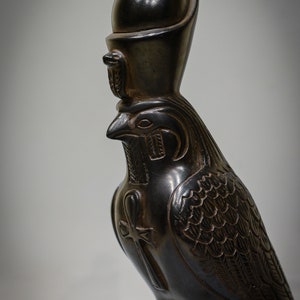 Statue Falcon Bird Headed God Horus With Ankh Key of Life Black Made in ...