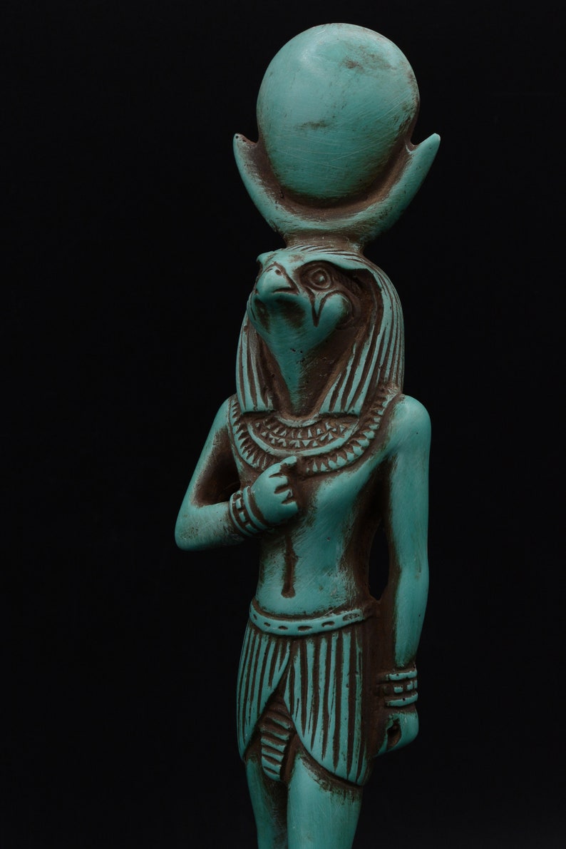 Statue of Ra Harakhte Sun God Crowned With a Solar Disk Green - Etsy