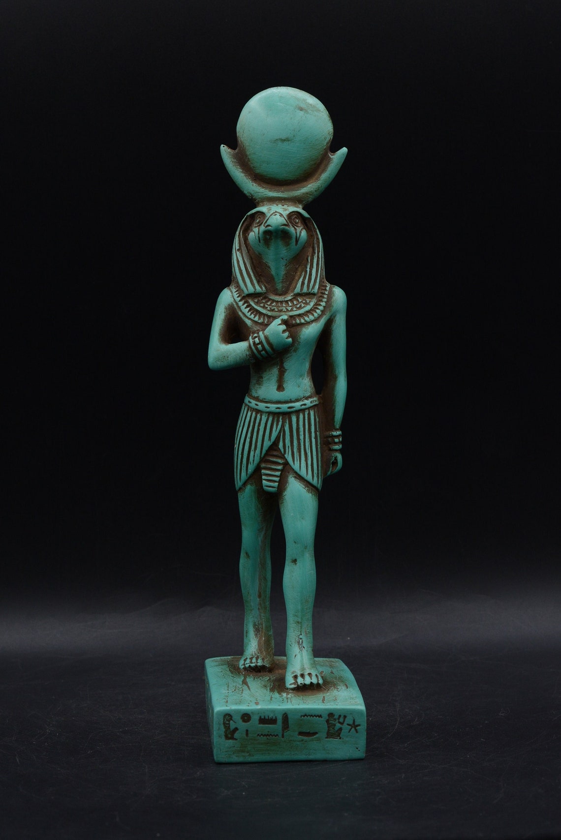 Statue of Ra Harakhte Sun God Crowned With a Solar Disk Green - Etsy