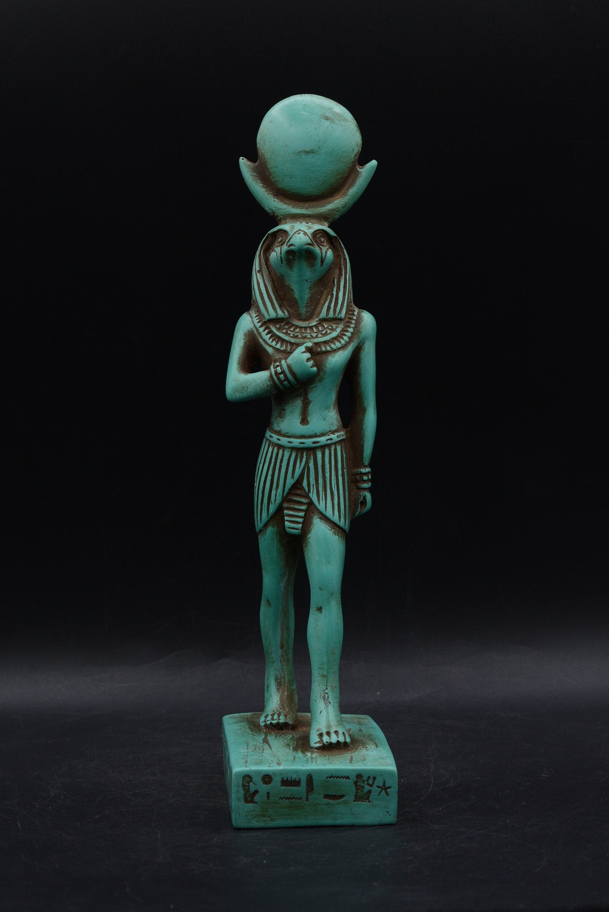 Statue of Ra Harakhte Sun God Crowned With a Solar Disk Green | Etsy